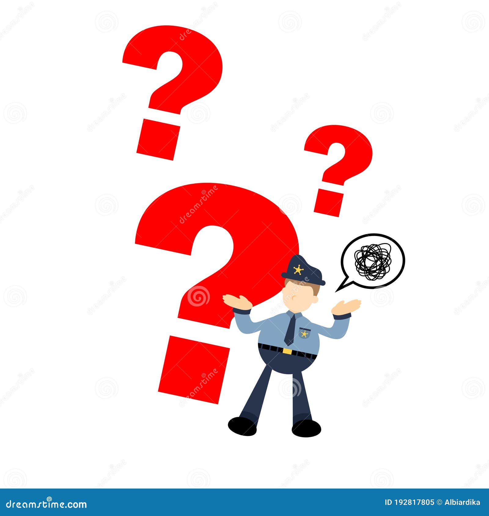 Police Man Ask Something Confusion Cartoon Doodle Flat Design Vector ...