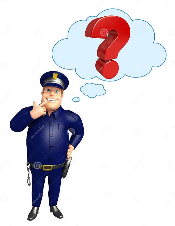 Police with Question mark stock illustration. Illustration of looking ...