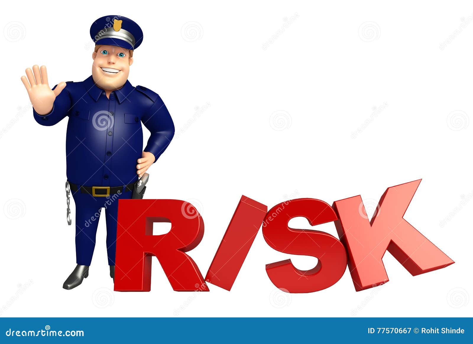 Police with Risk sign stock illustration. Illustration of caucasian ...
