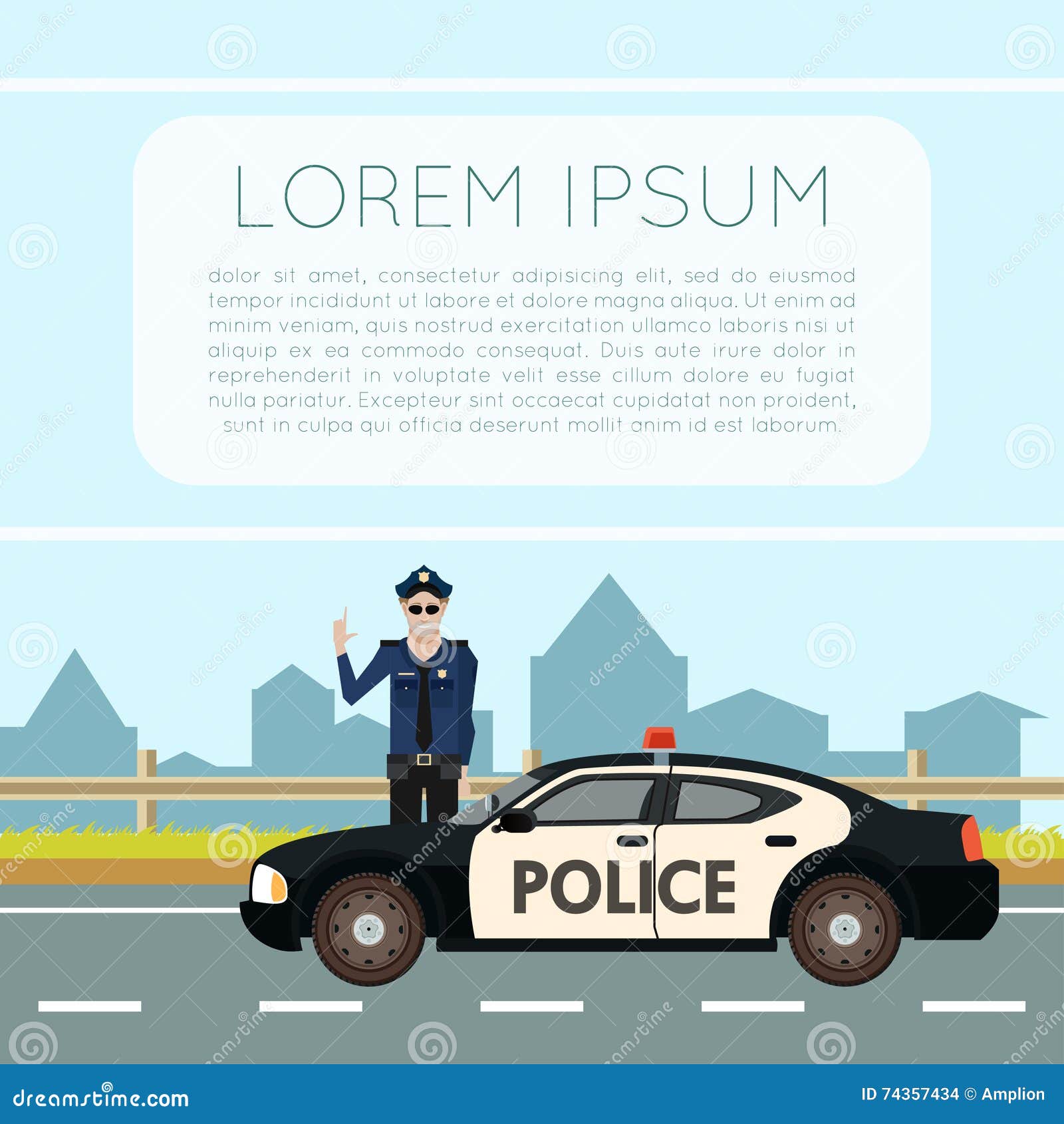 Police on the Road Banner 8 Stock Vector - Illustration of protection ...