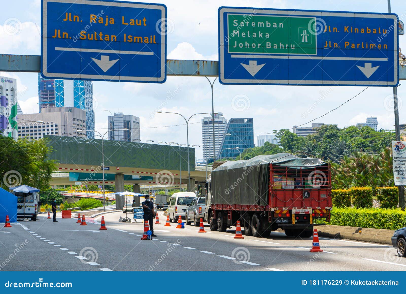 Police Road Block Post. Police Control on the Highway before Entering ...