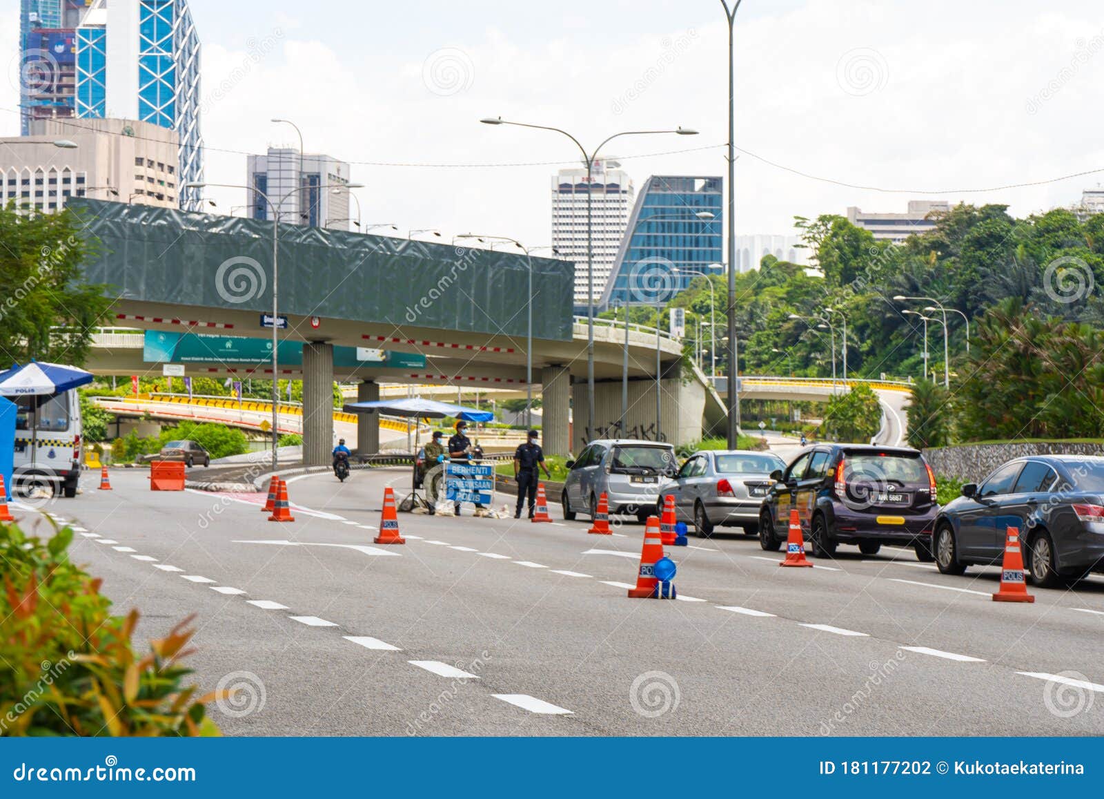 Police Road Block Post. Police Control on the Highway before Entering ...