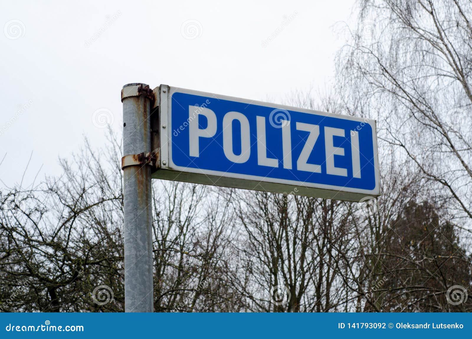 Police road sign stock photo. Image of germany, stamp - 141793092