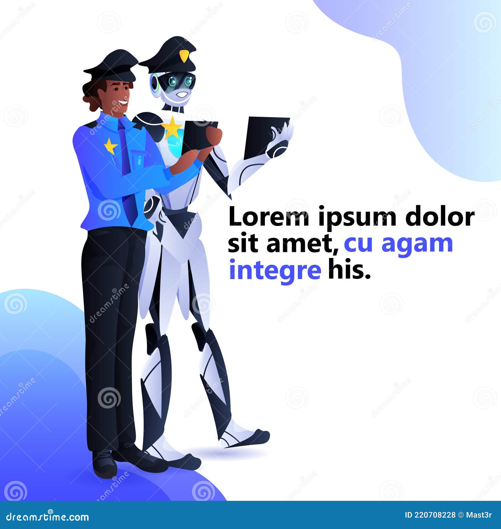 Police Robot, Law Enforcement Cyborg, Android Cop Isolated On White ...