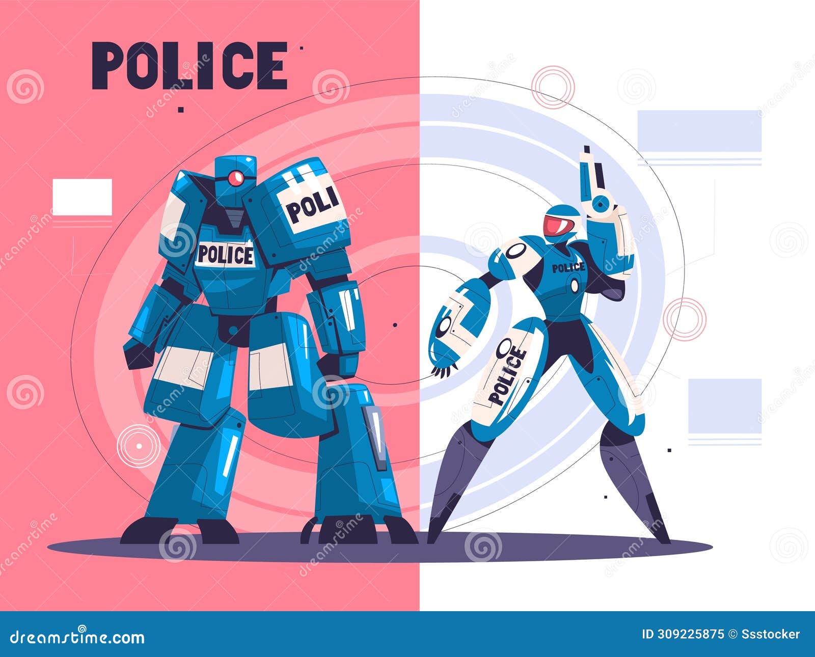 Police Robot. Futuristic Robotics Officer, Policeman Cyborg Artificial ...