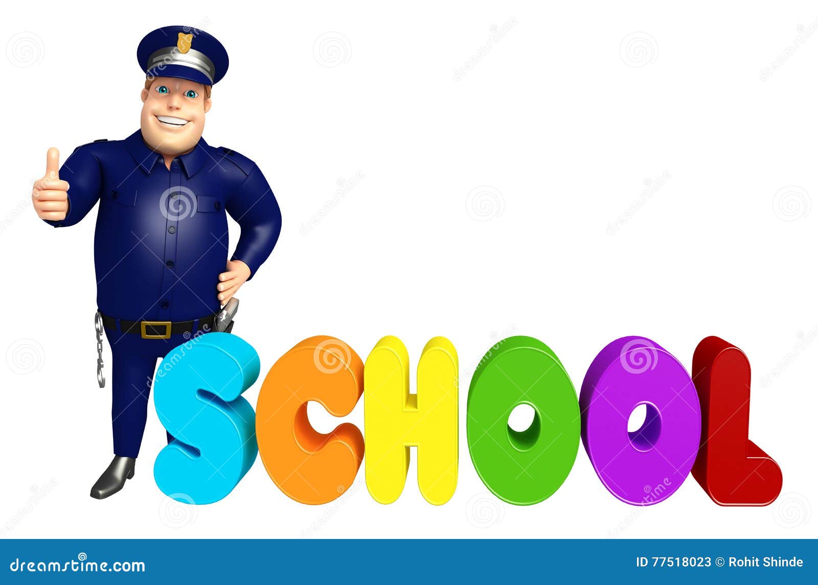 Police with School sign stock illustration. Illustration of cheerful ...