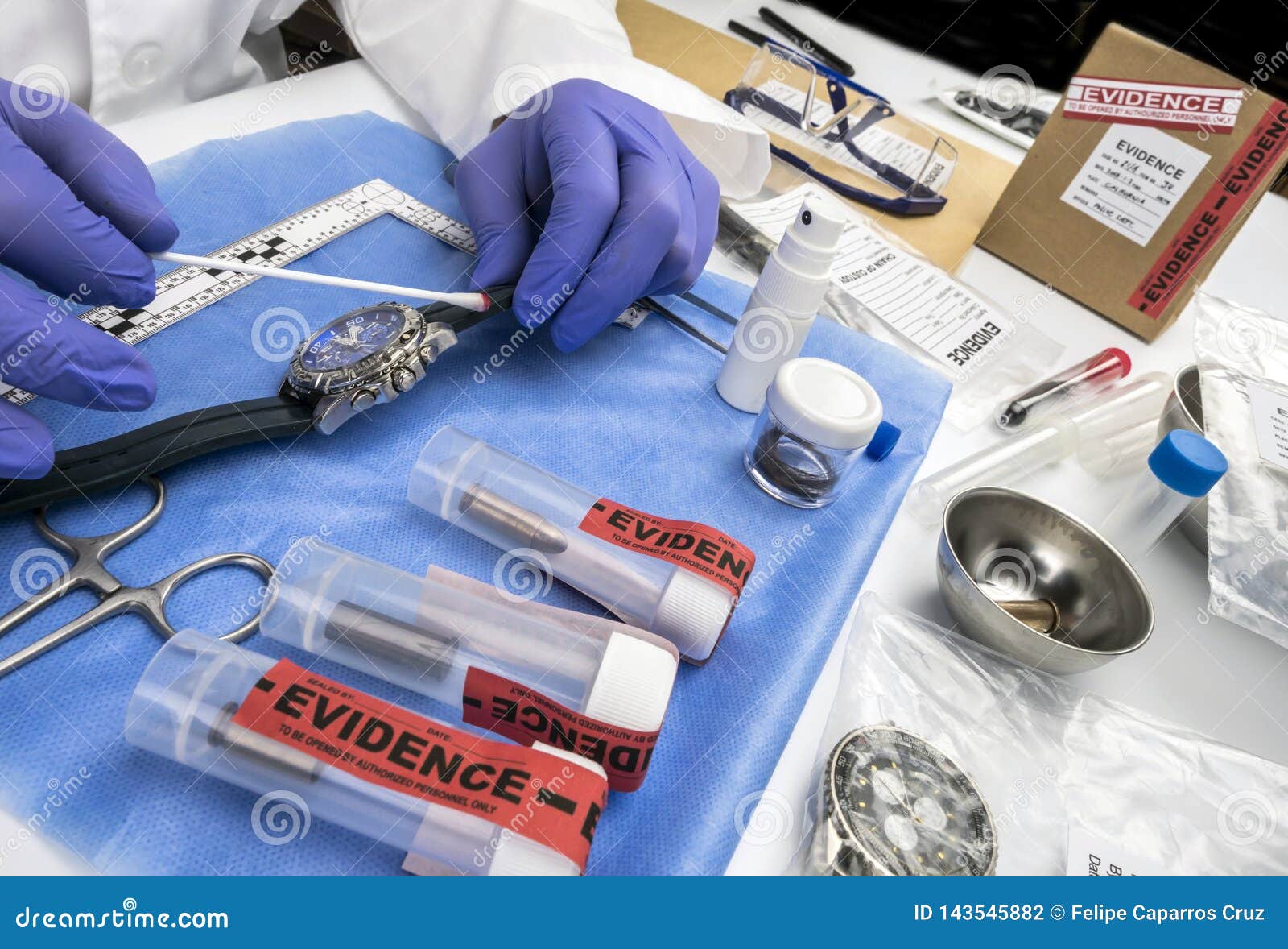 Police Scientist Working in Criminalistic Lab, Victim Clock Analysis ...