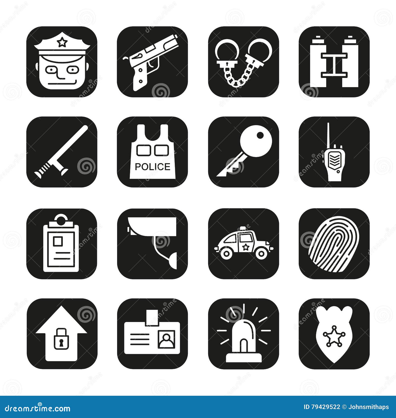 Police and Security Icons Set. Stock Vector - Illustration of design ...