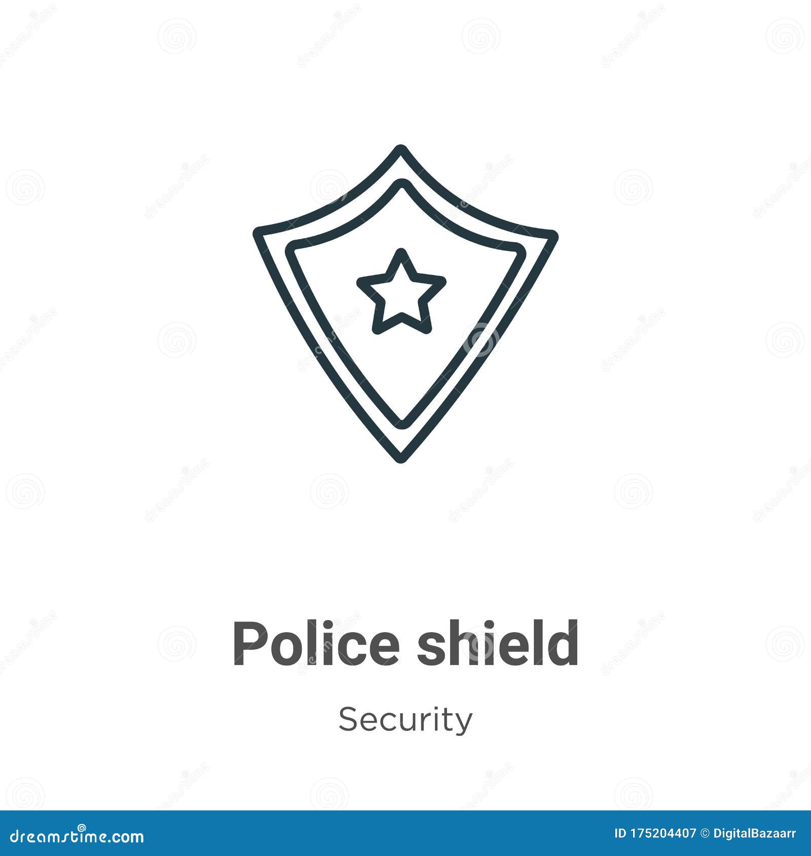 Police Shield Outline Vector Icon. Thin Line Black Police Shield Icon ...