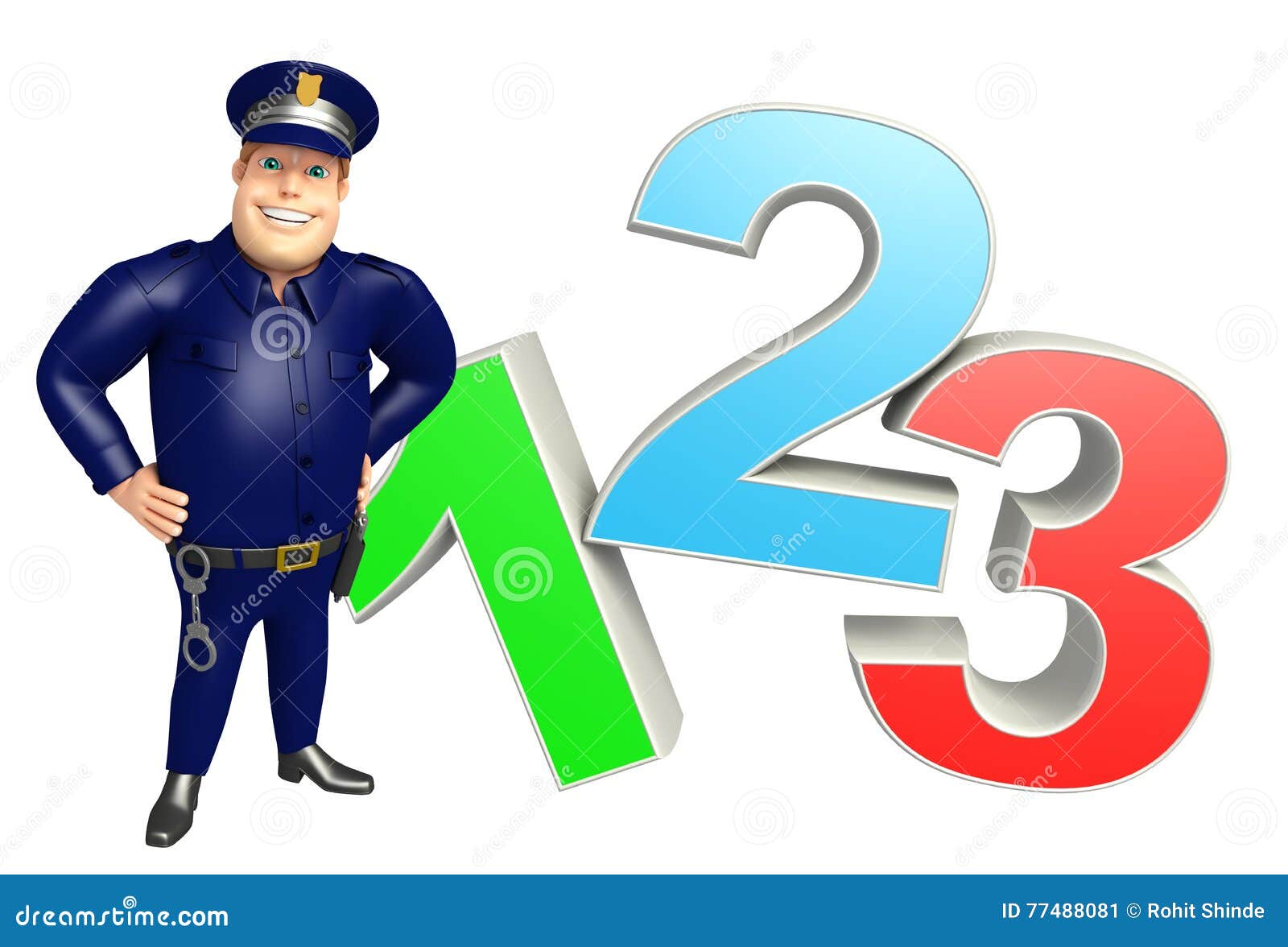 Police with 123 Sign stock illustration. Illustration of adult - 77488081