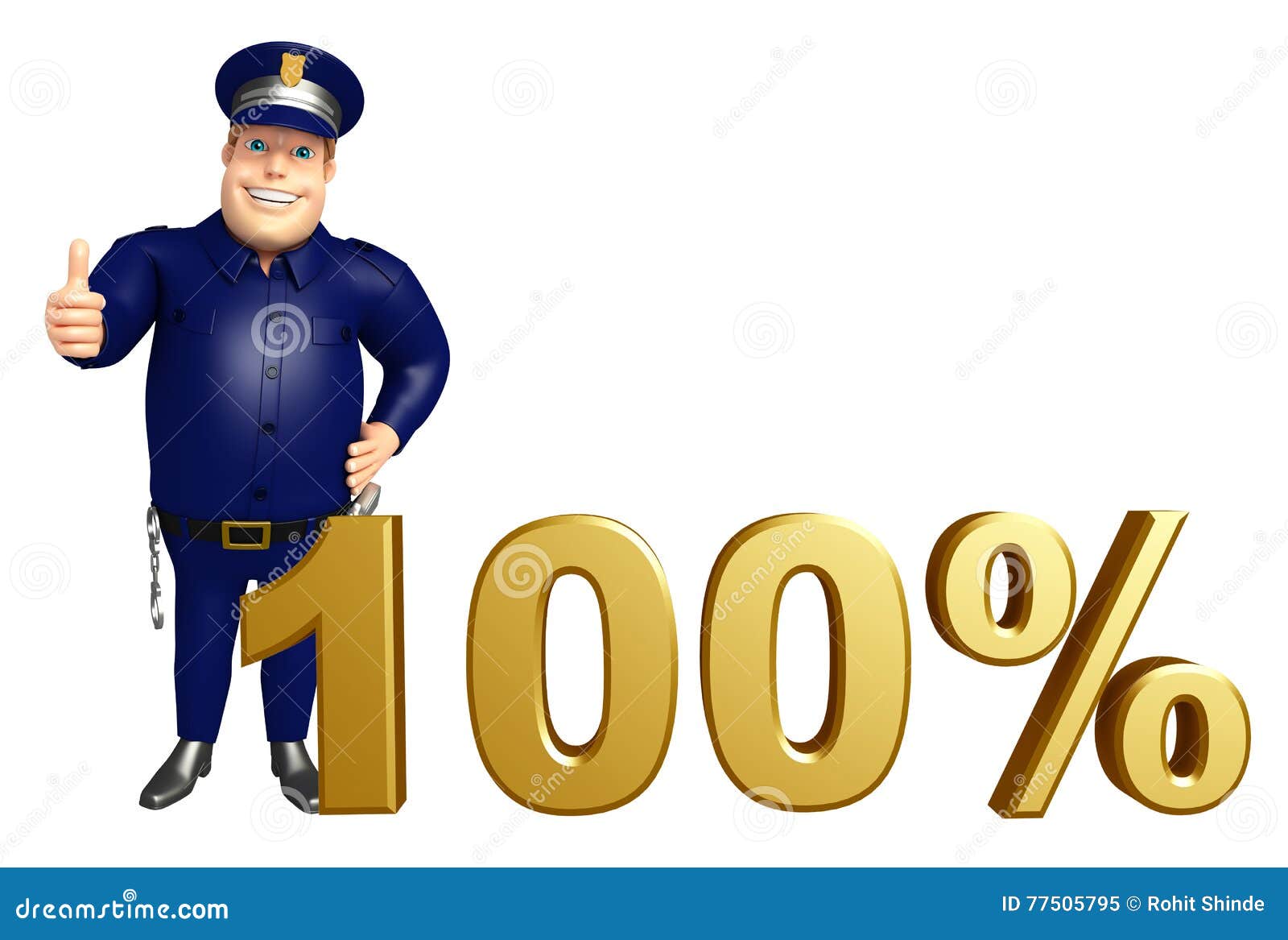 Police with 100 sign stock illustration. Illustration of adults - 77505795