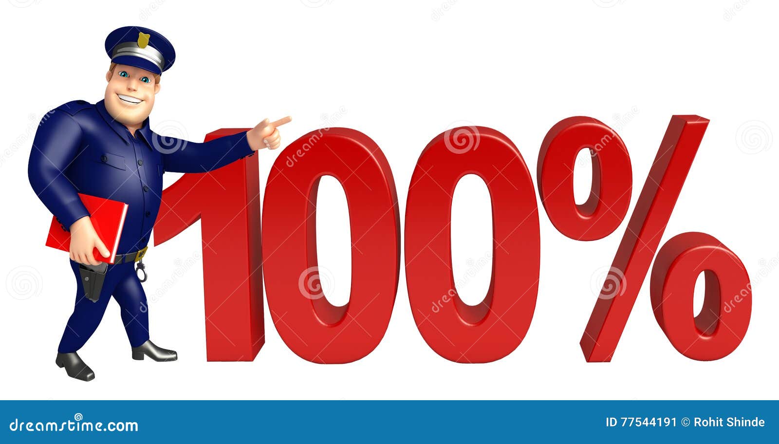 Police with 100 Sign stock illustration. Illustration of adults - 77544191