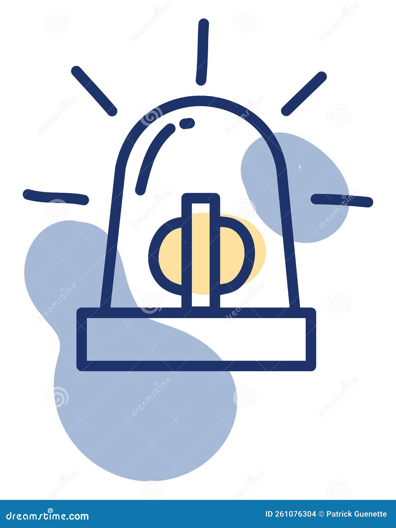 Police Cop Car With Siren Front View. Simple Black And White Outline ...