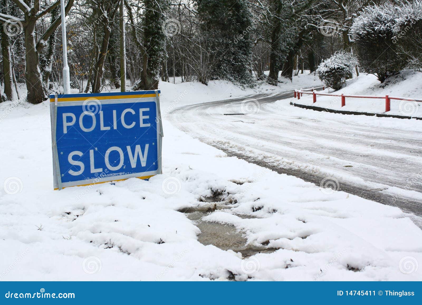 Police Slow Sign stock image. Image of warning, season - 14745411