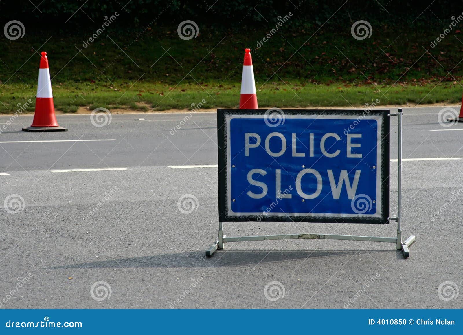 Police slow sign stock photo. Image of scene, prohibited - 4010850
