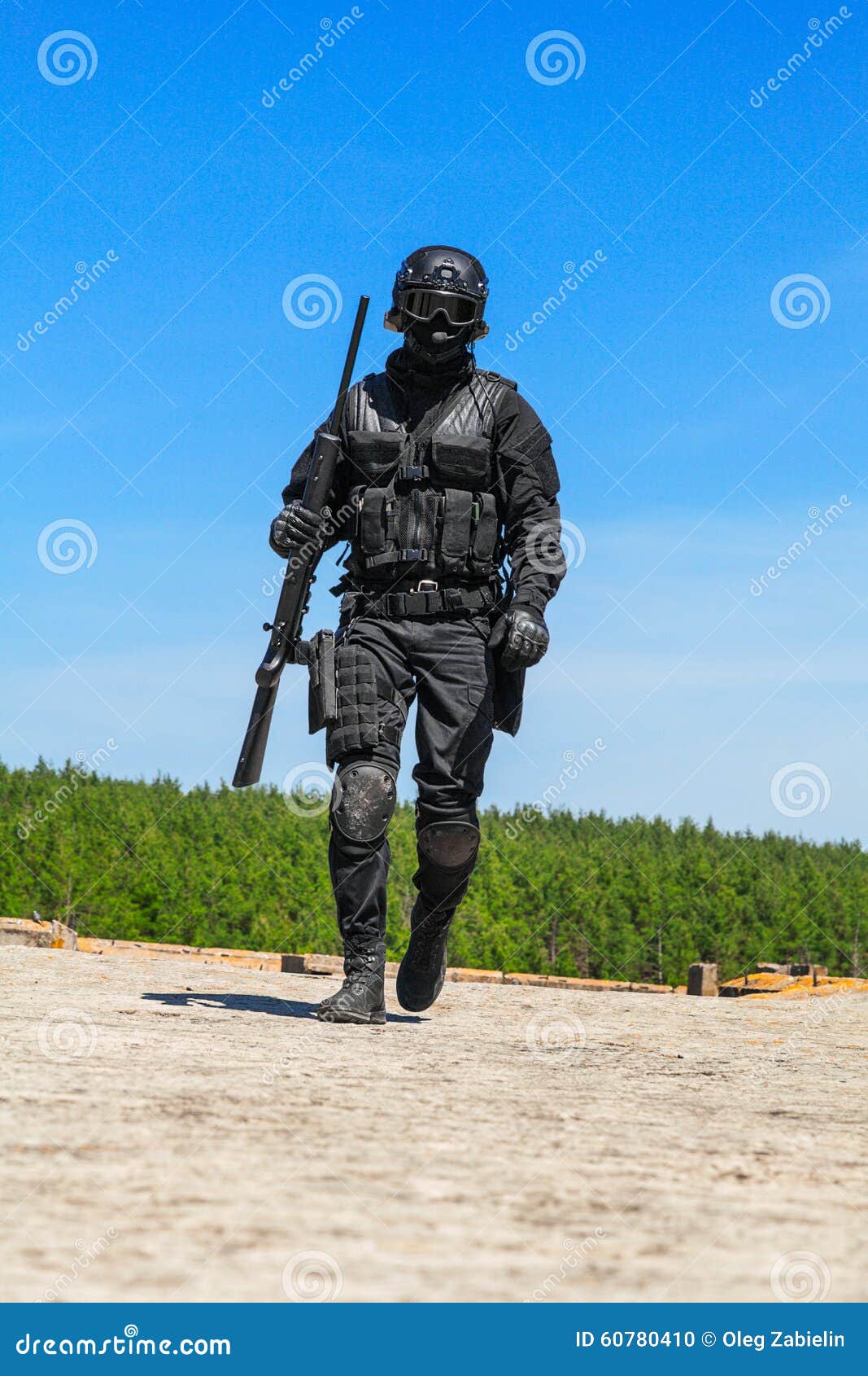 Commando Sniper Aiming, Shooting Rifle On Seacoast Stock Image ...