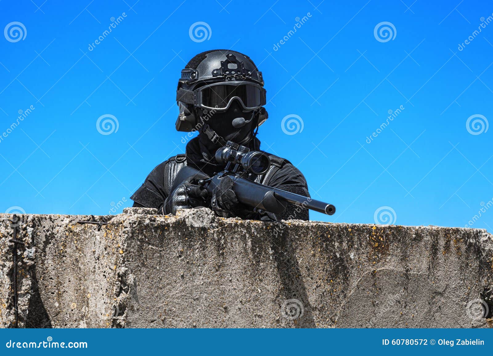 Police sniper in action stock photo. Image of officer - 60780572