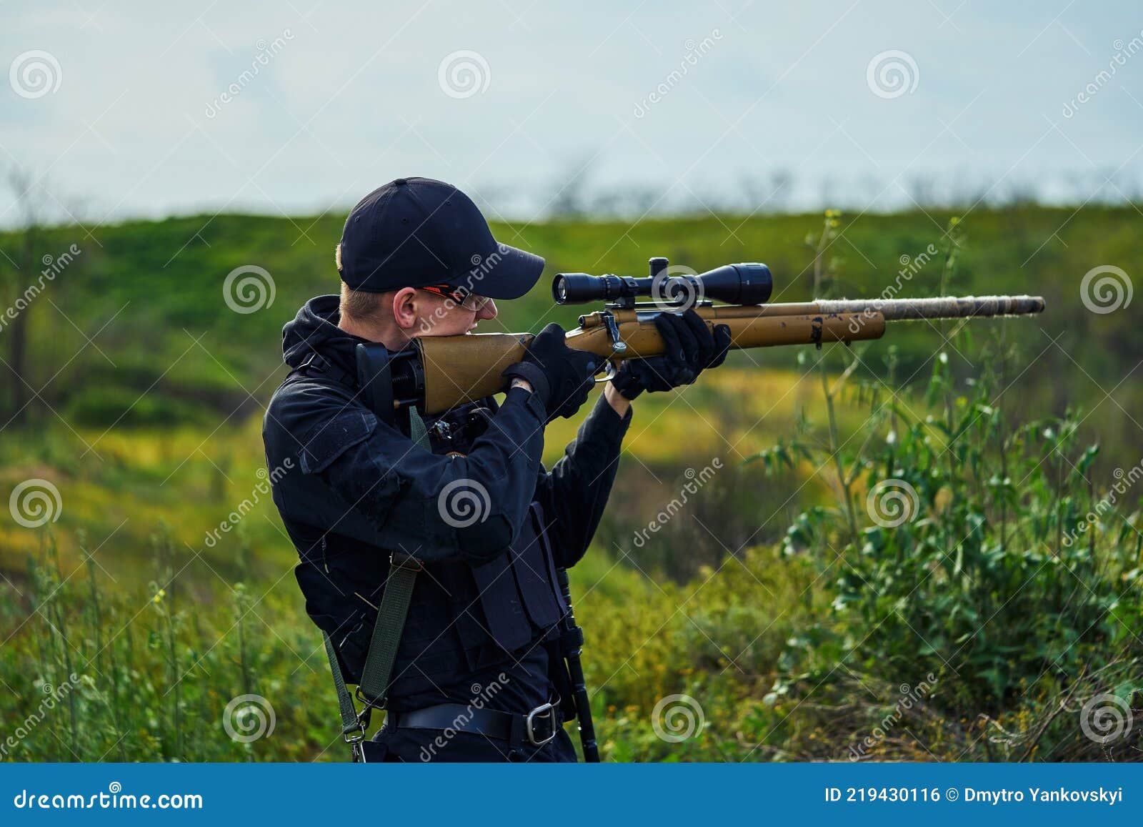 Police Sniper Aiming at the Scope of His Rifle Stock Photo - Image of ...