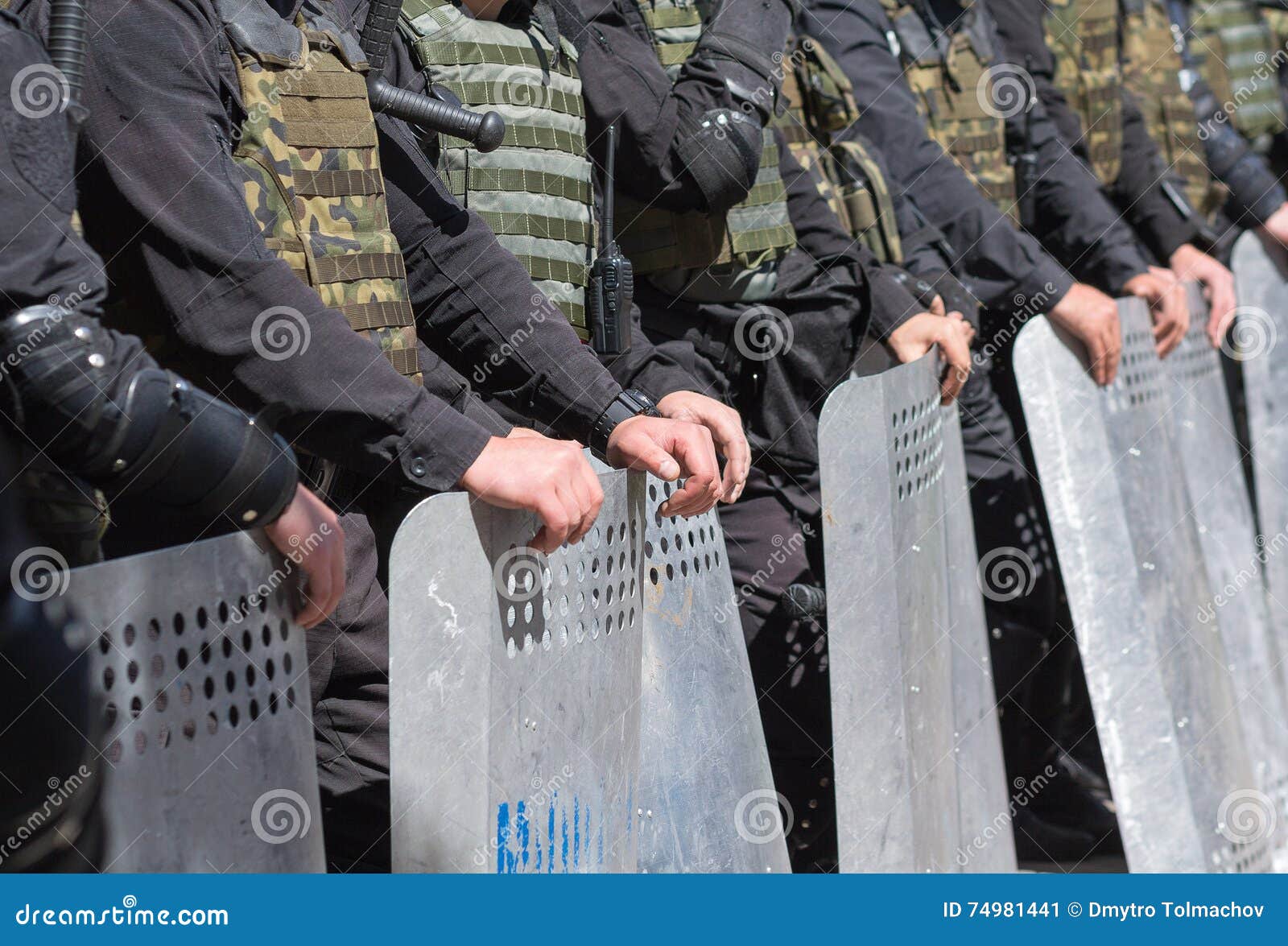 Police Stand in Cordon in the Armor Stock Image - Image of ...
