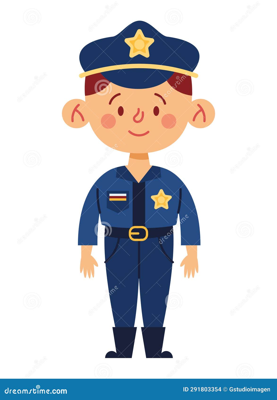 Police Standing In Uniform Cartoon Vector | CartoonDealer.com #291452663