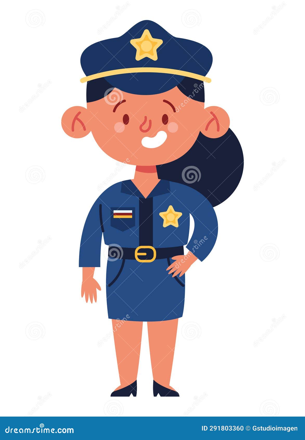 Police standing cute stock illustration. Illustration of justice ...