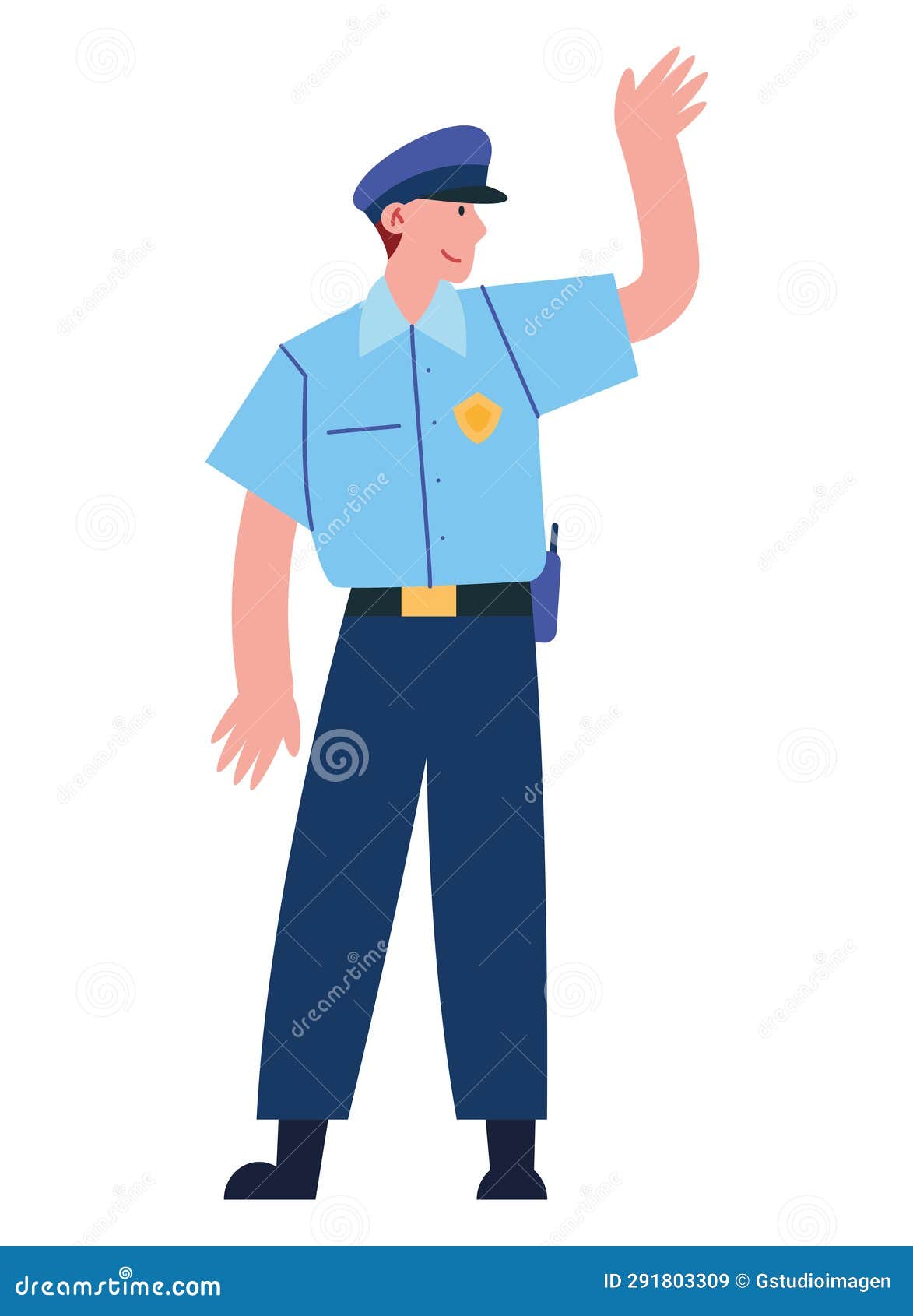 Police Standing In Uniform Cartoon Vector | CartoonDealer.com #291452663