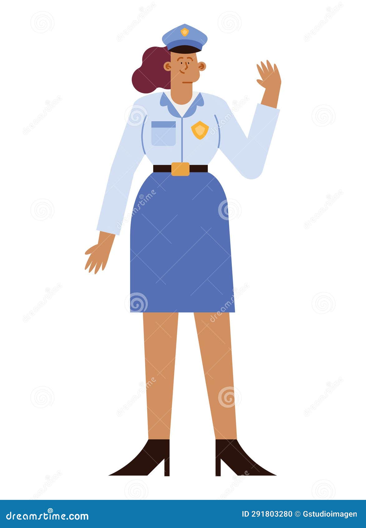 Police standing lady stock vector. Illustration of sheriff - 291803280