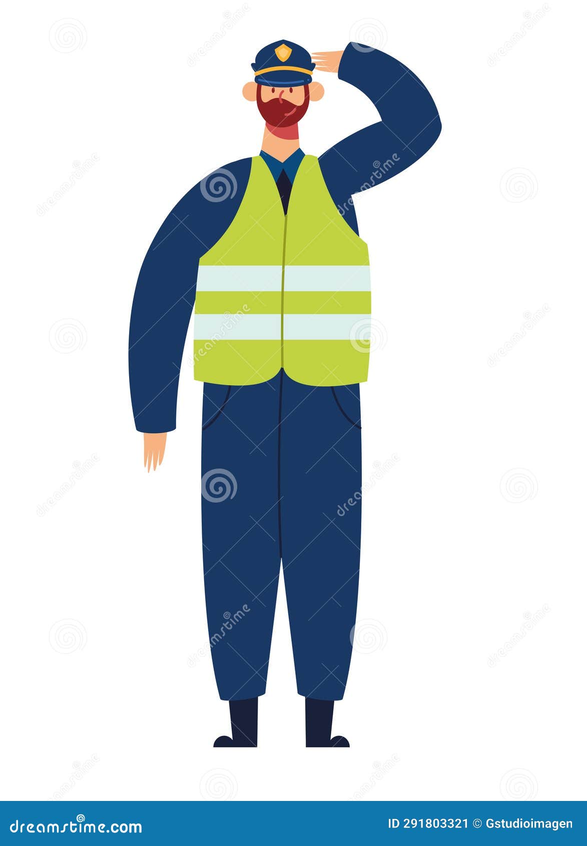 Police Standing Officer with Vest Stock Illustration - Illustration of ...