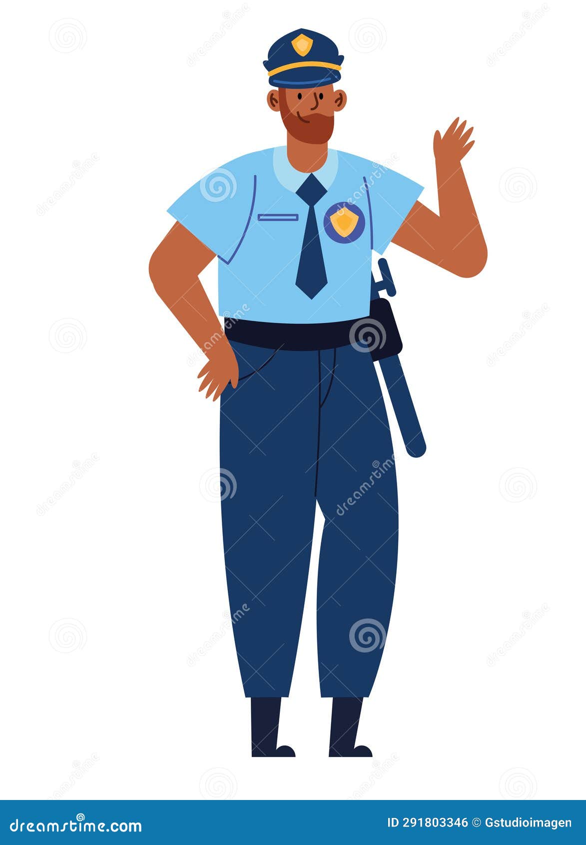 Police Standing In Uniform Cartoon Vector | CartoonDealer.com #291452663