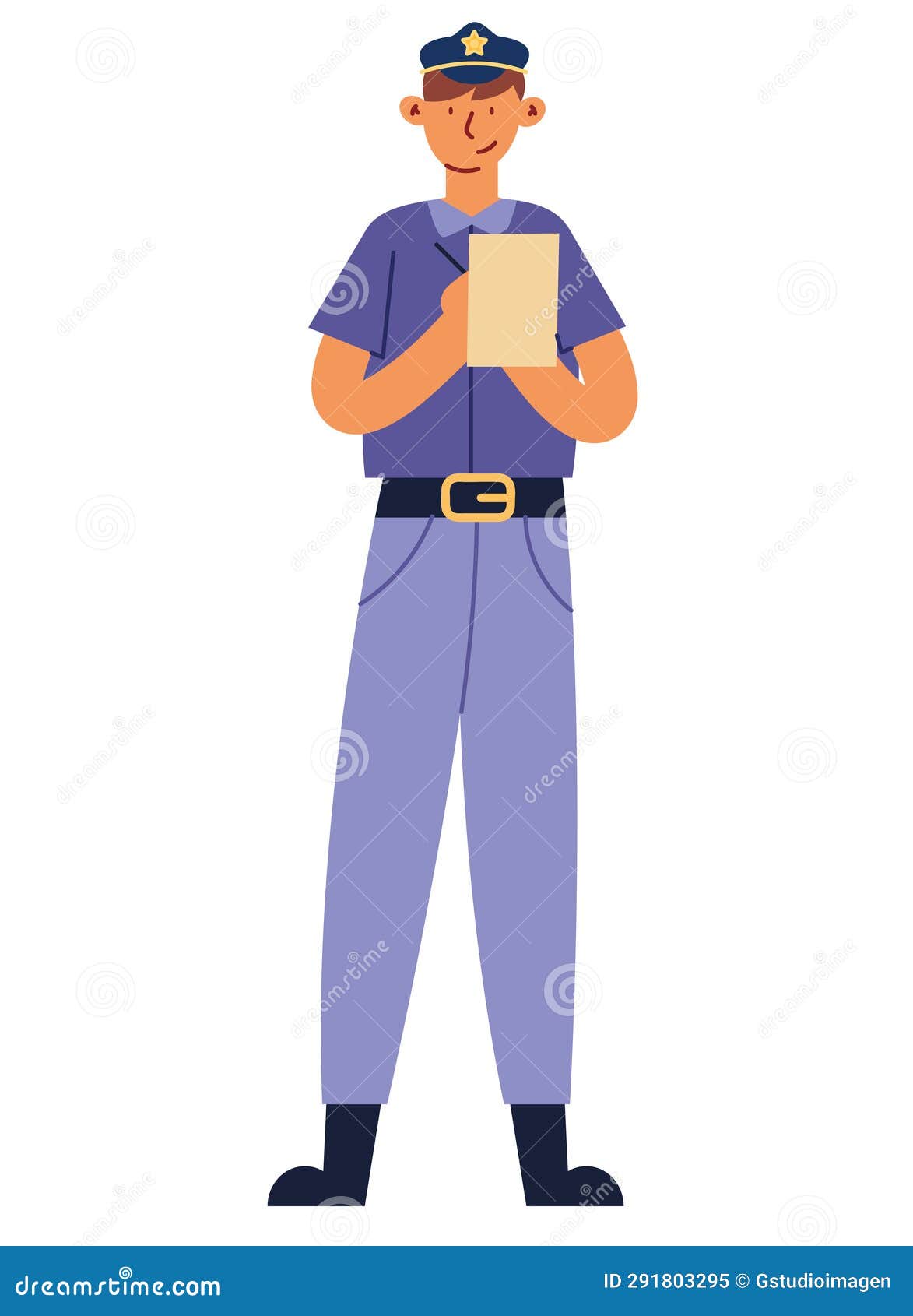 Police Standing In Uniform Cartoon Vector | CartoonDealer.com #291452663