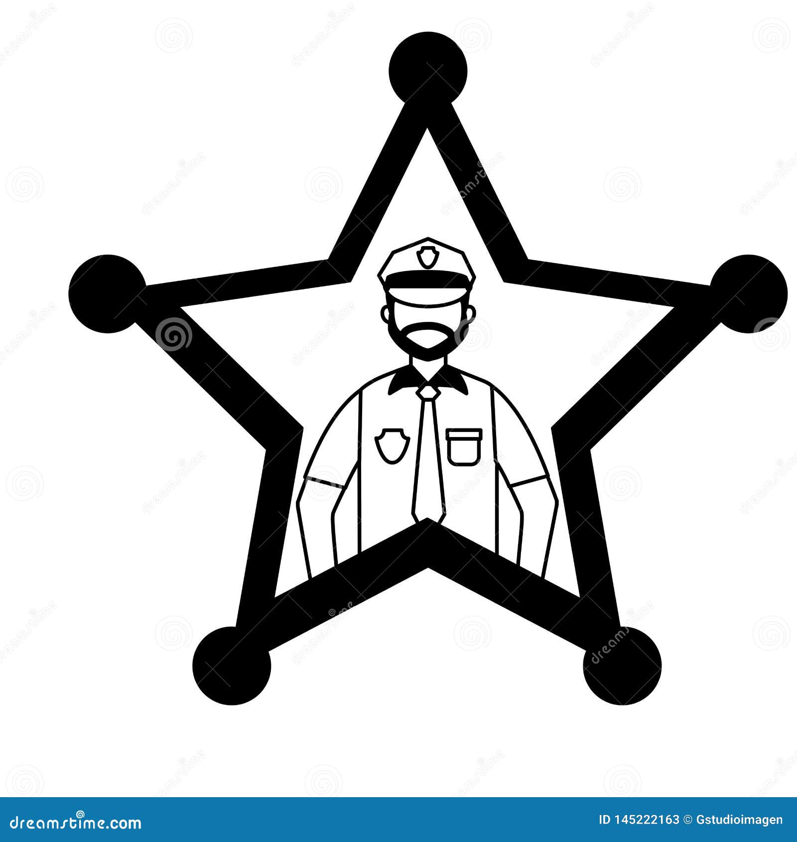 Police star justice stock vector. Illustration of protection - 145222163