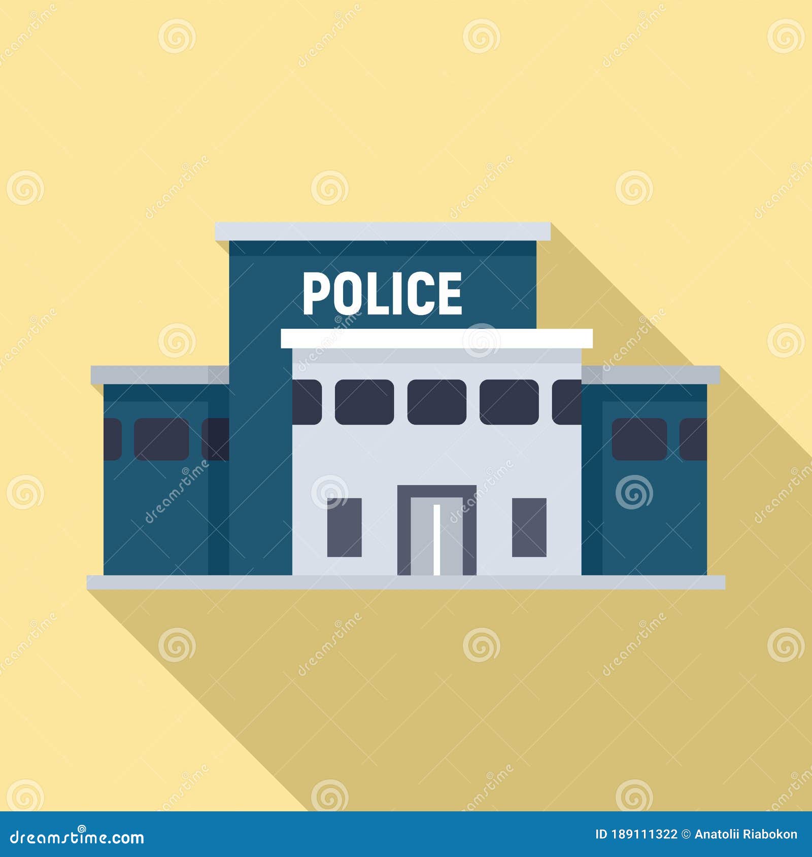 Police Station Building Icon, Flat Style Stock Vector - Illustration of ...
