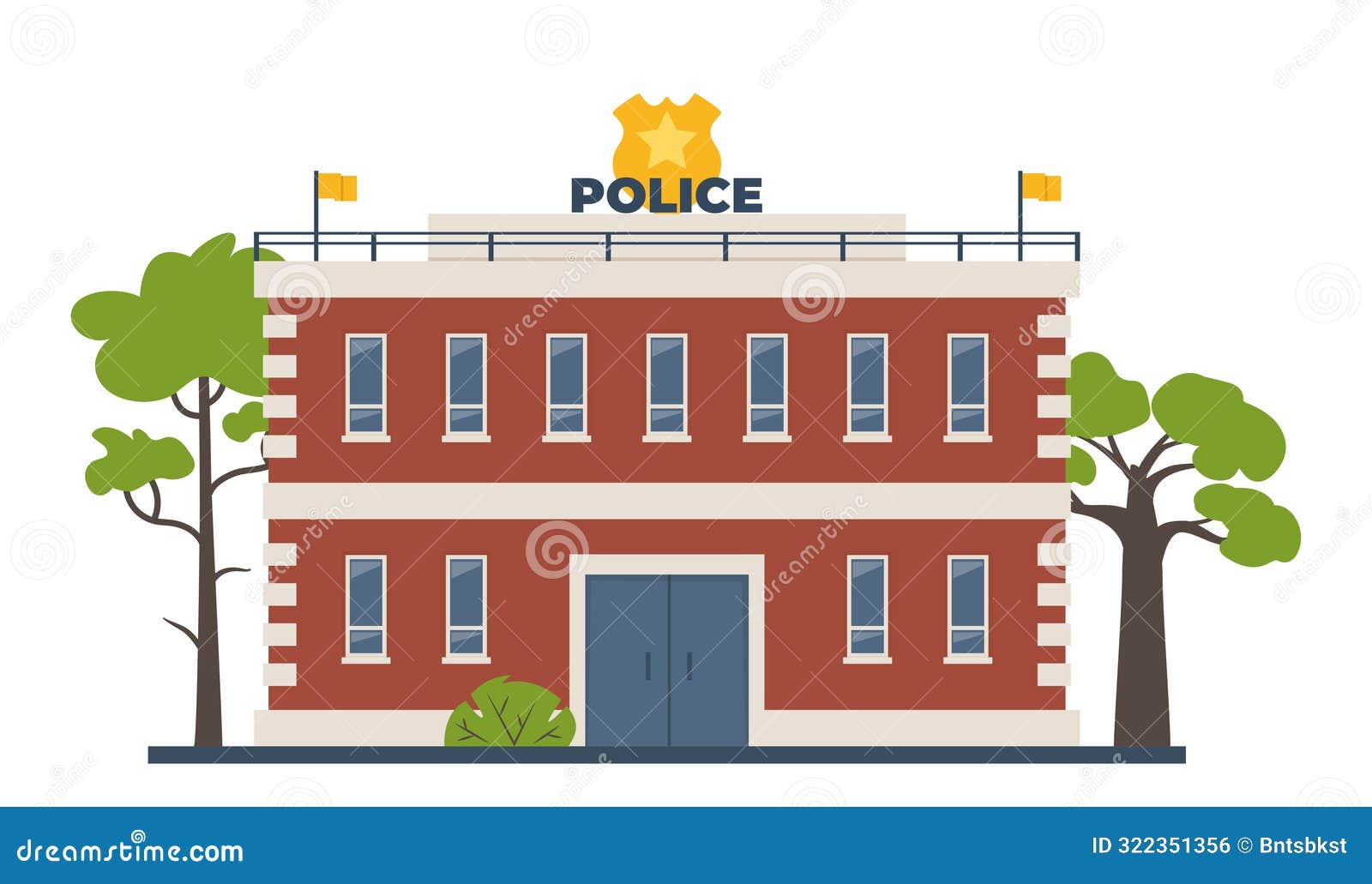 Police Station Department Building, Front View. Vector Illustration ...