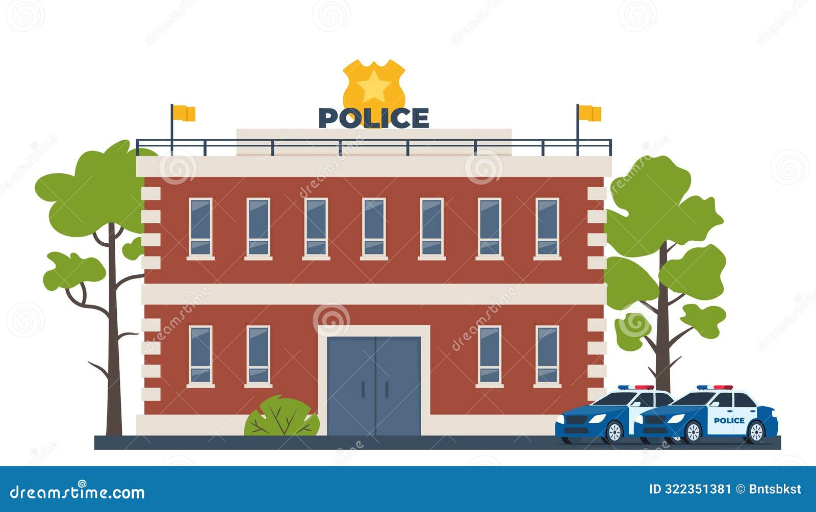 Police Station Department Building, Front View. Vector Illustration ...