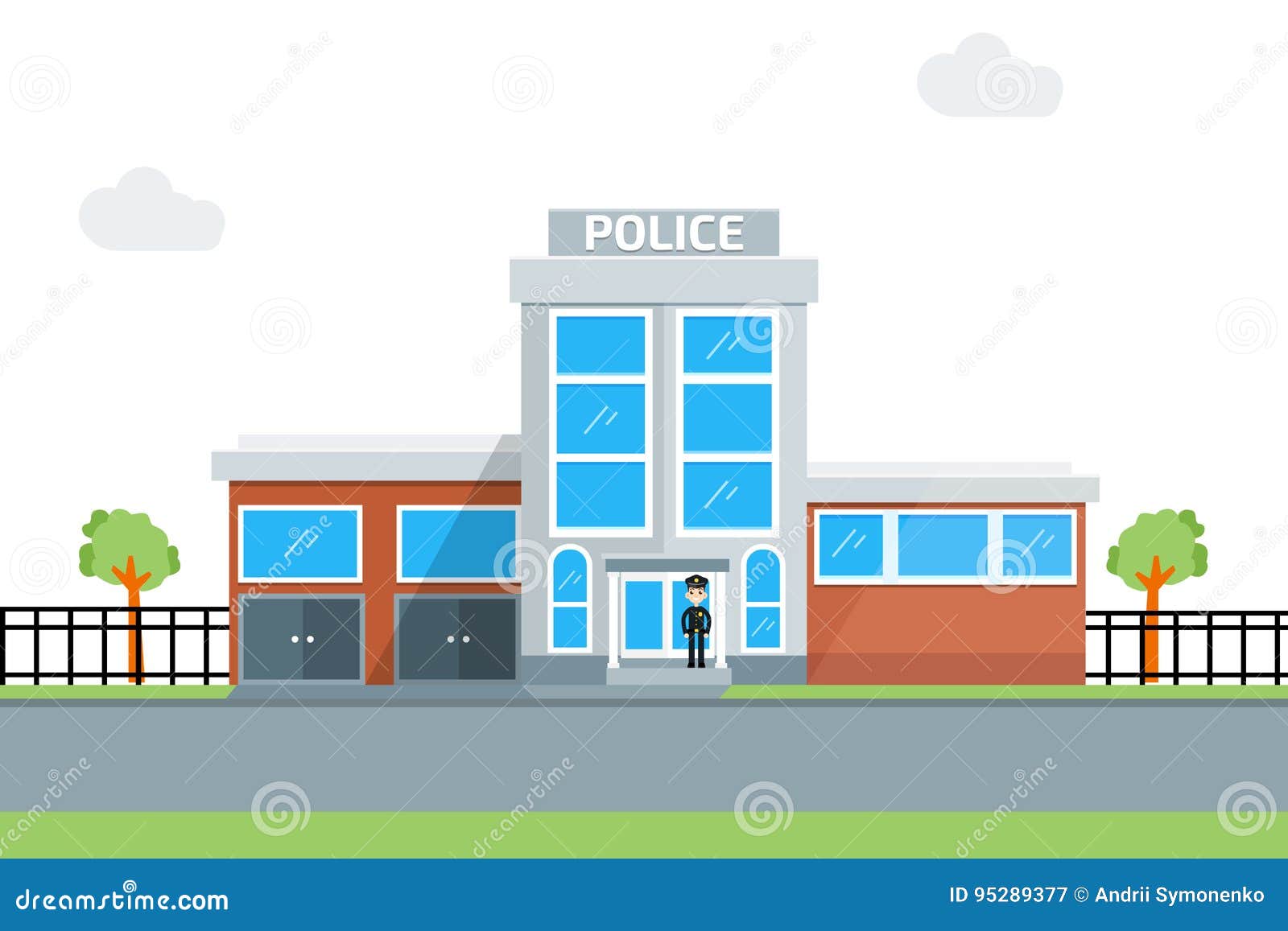 Police Station Building Cartoon