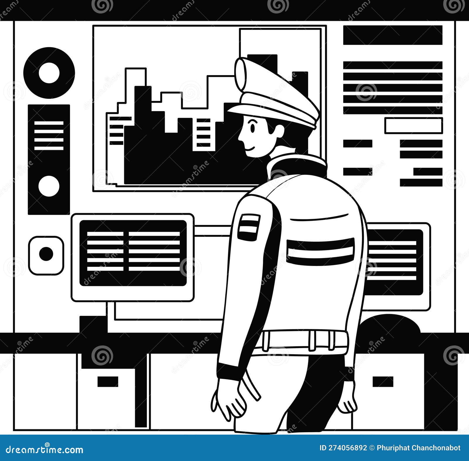 Police and Police Station Illustration in Doodle Style Stock Vector ...