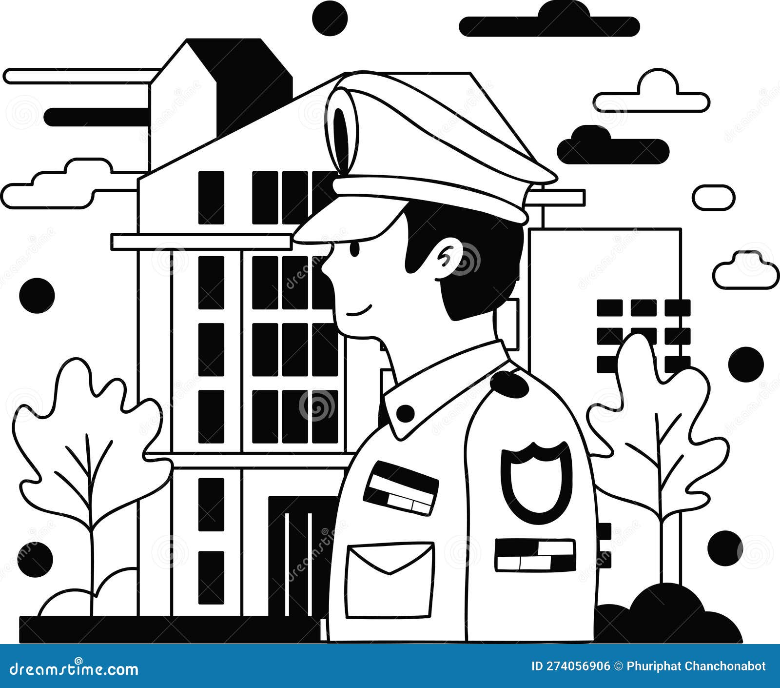 Police and Police Station Illustration in Doodle Style Stock Vector ...