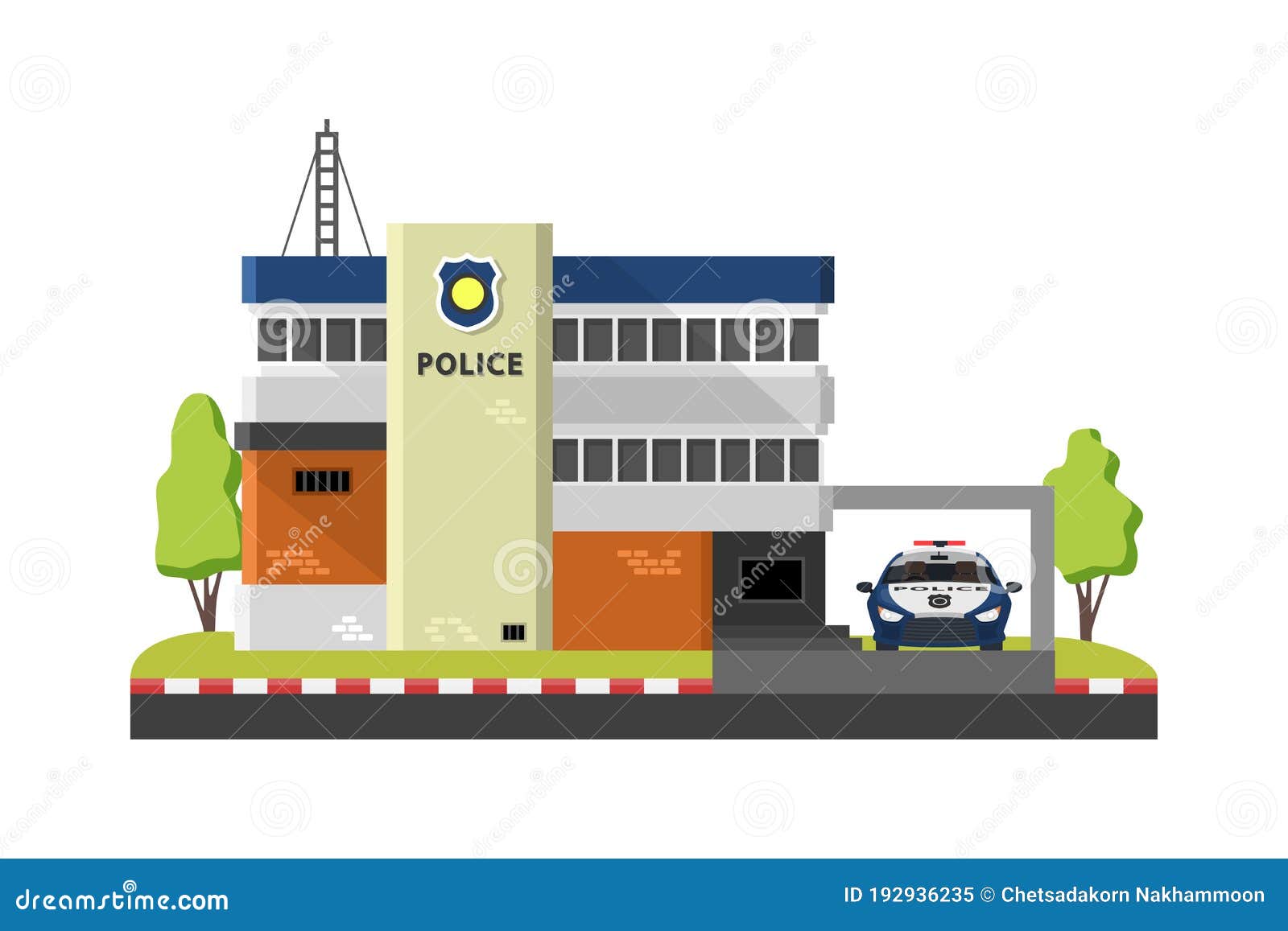 Police Station in Simple Flat Style Isolated on White Background Stock ...