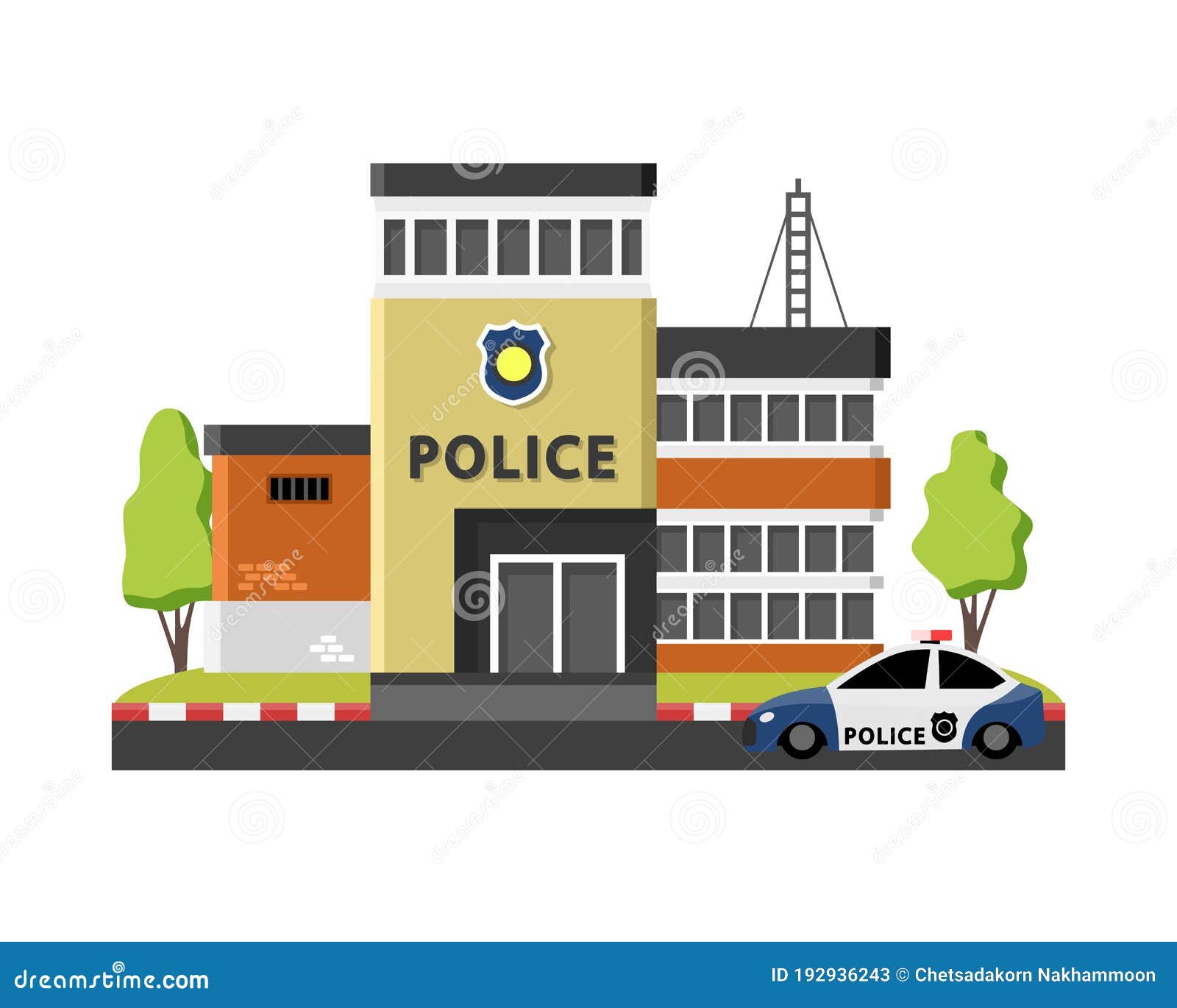 Police Station in Simple Flat Style Isolated on White Background Stock ...