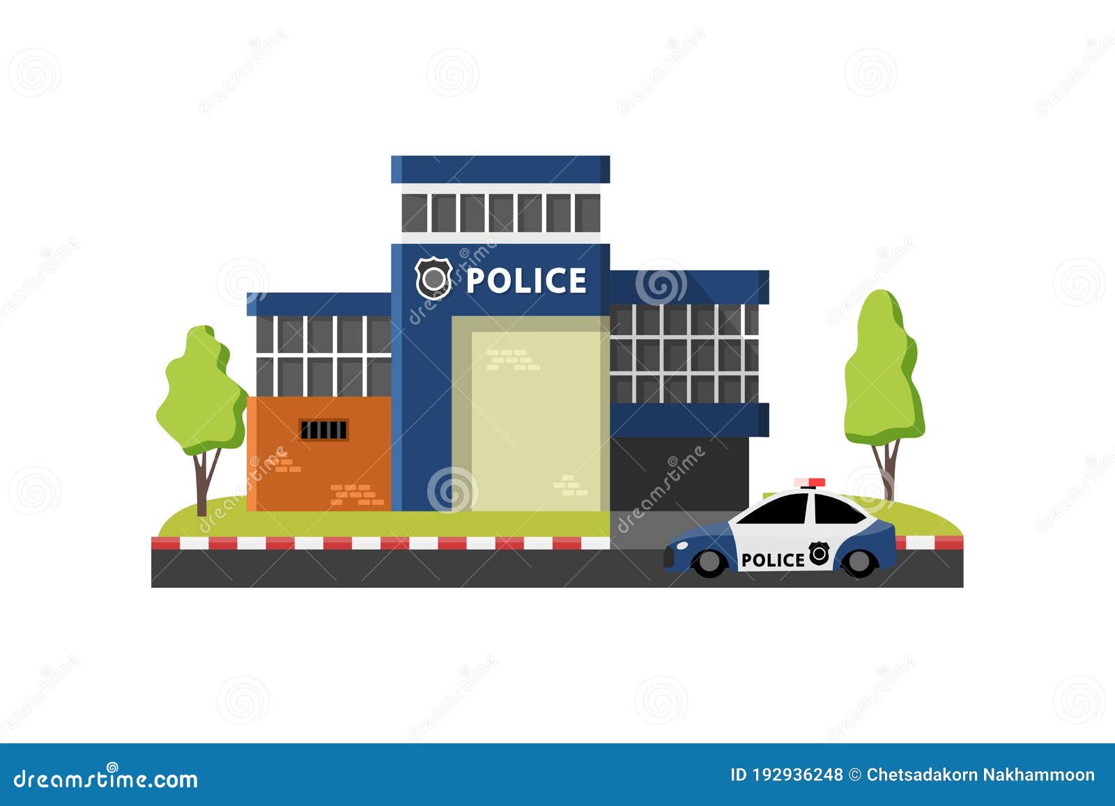 Police Station in Simple Flat Style Isolated on White Background Stock ...