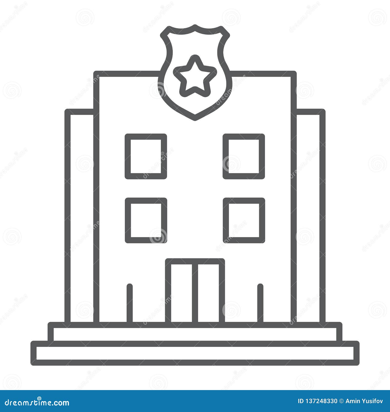 Police Station Thin Line Icon, Police and Building, Police Department ...