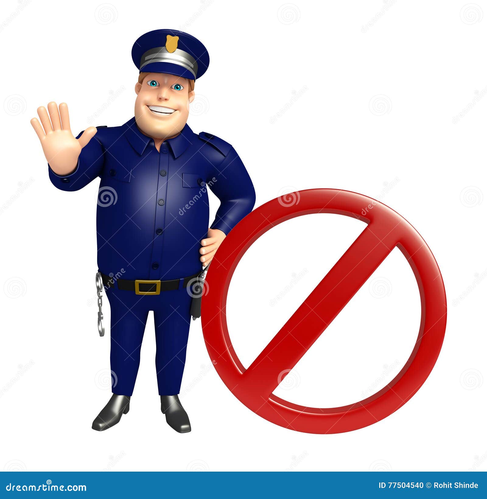 Police with Stop sign stock illustration. Illustration of force - 77504540