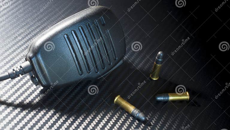 Microphone and bullets stock image. Image of black, ammunition - 108380821