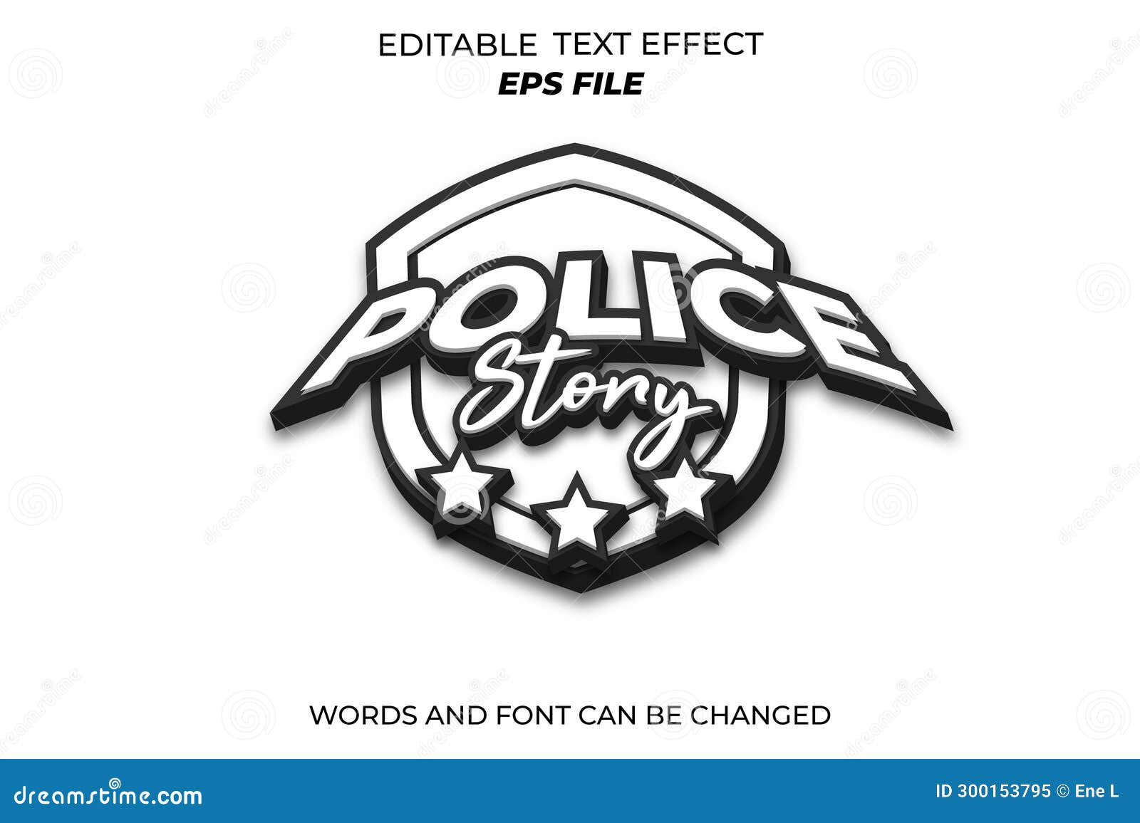 Police Text Effect, Font Editable, Typography, 3d Text. Vector Template ...