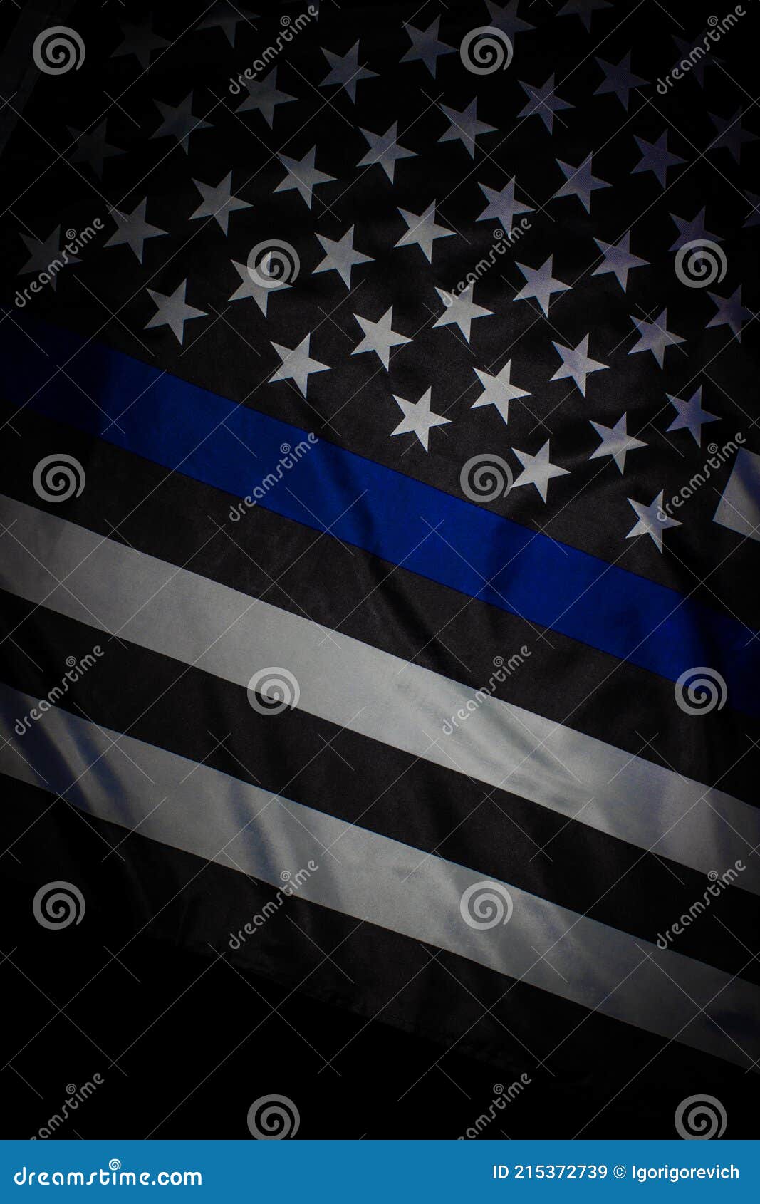 Police Thin Blue Line Flag stock image. Image of wavy - 215372739