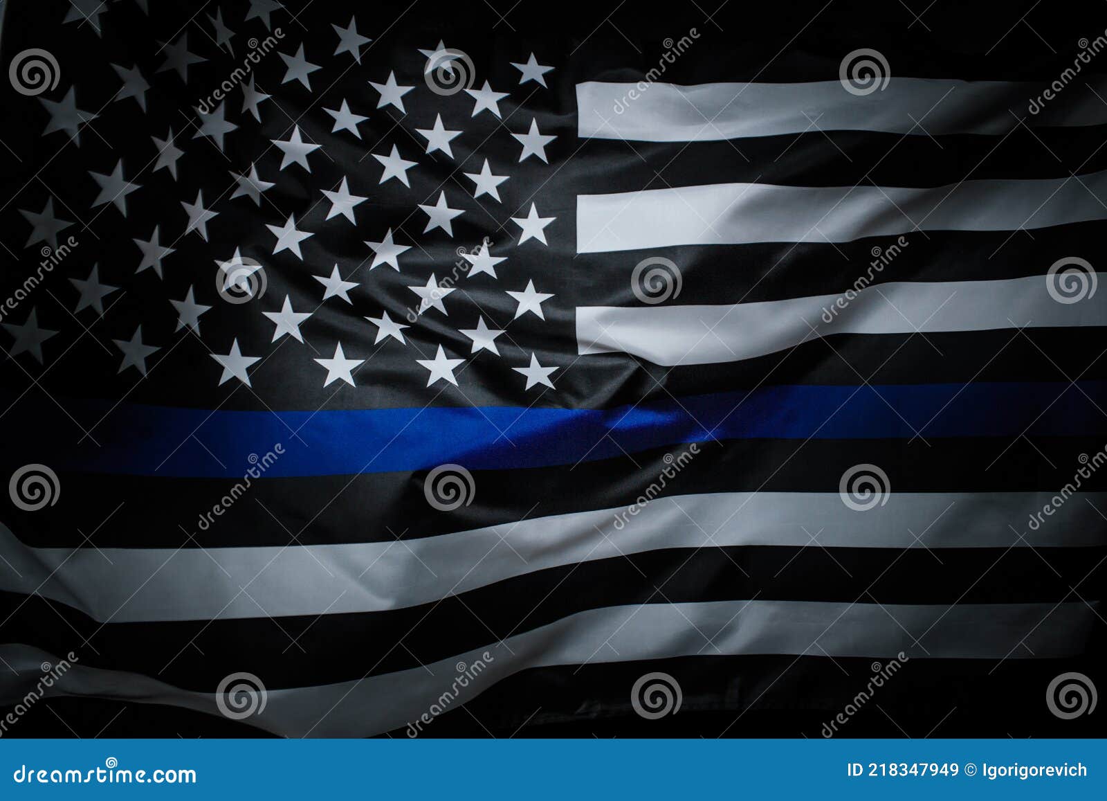 Police Thin Blue Line Flag stock image. Image of concept - 218347949