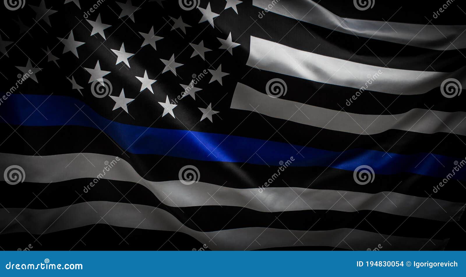 Police Thin Blue Line Flag stock illustration. Illustration of blue ...