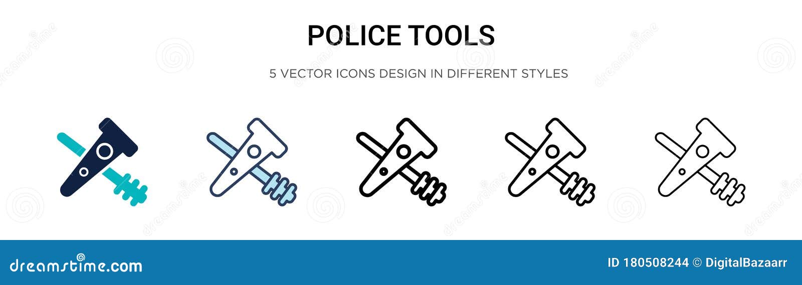 Police Tools Icon in Filled, Thin Line, Outline and Stroke Style ...