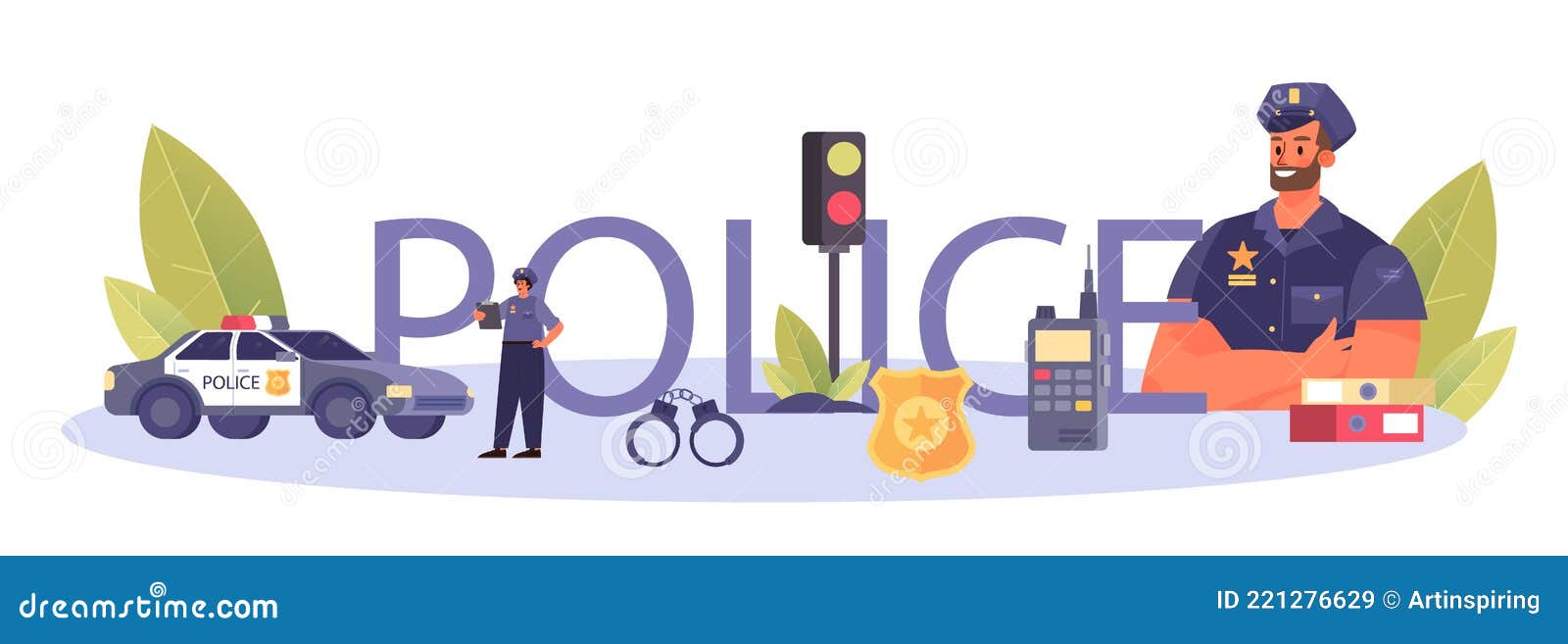 Police Typographic Header. Detective Making Interrogation Investigating ...
