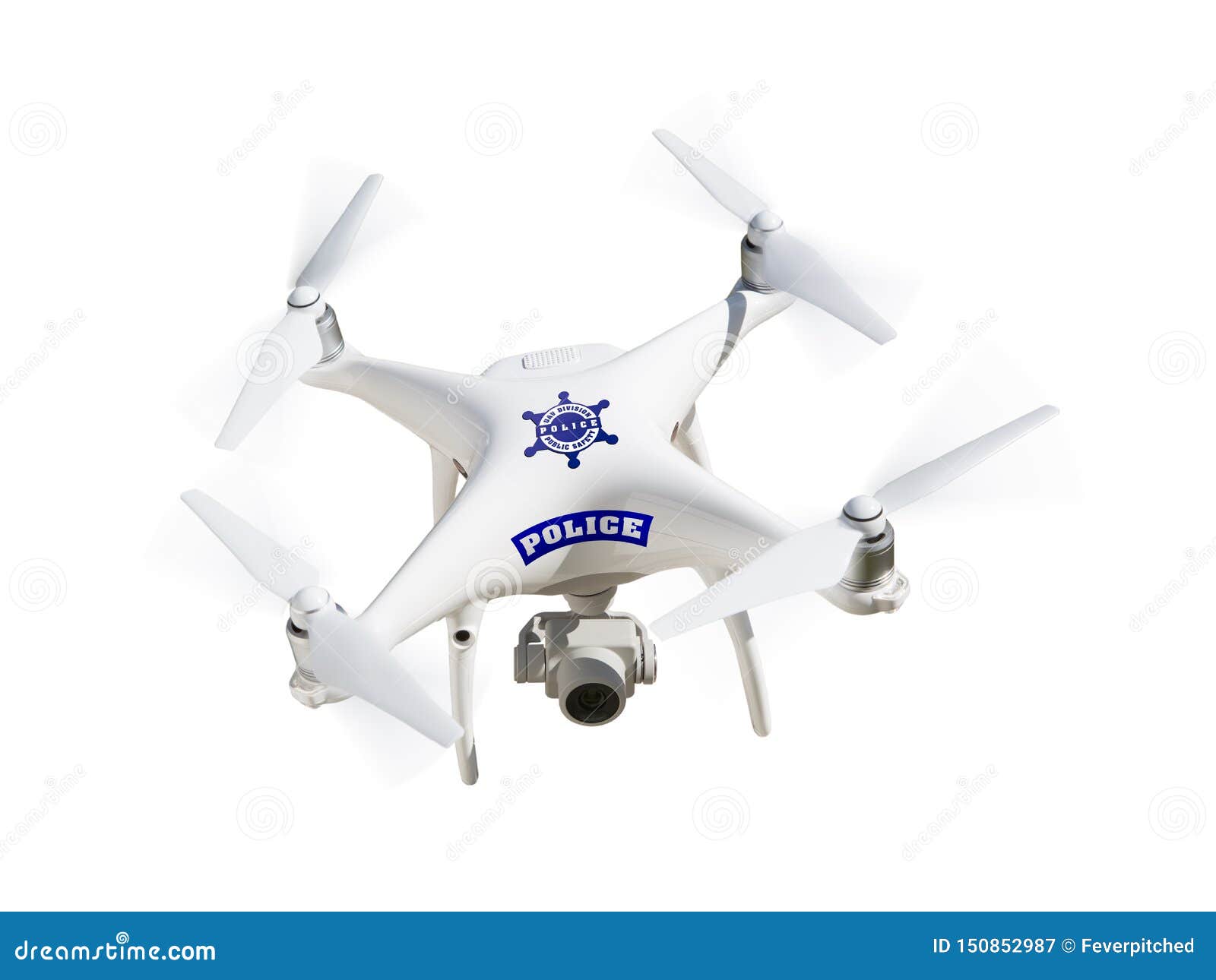 Police Unmanned Aircraft System, UAS Drone Isolated on a White ...